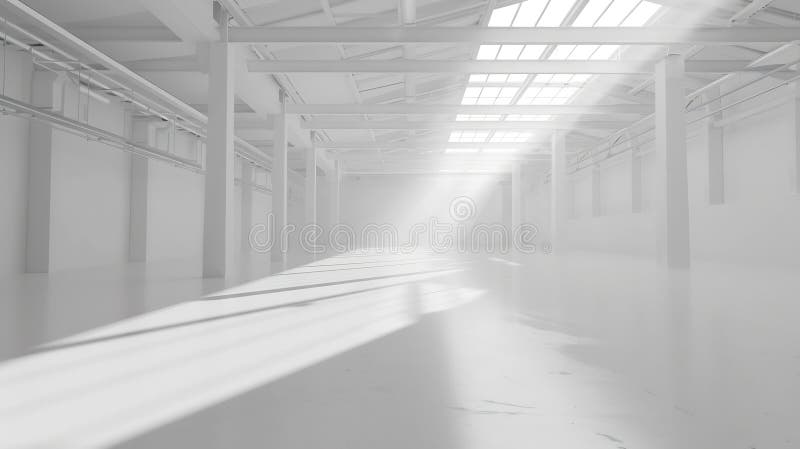 Generative AI Clean White Empty Warehouse 3D Rendering Business Concept ...