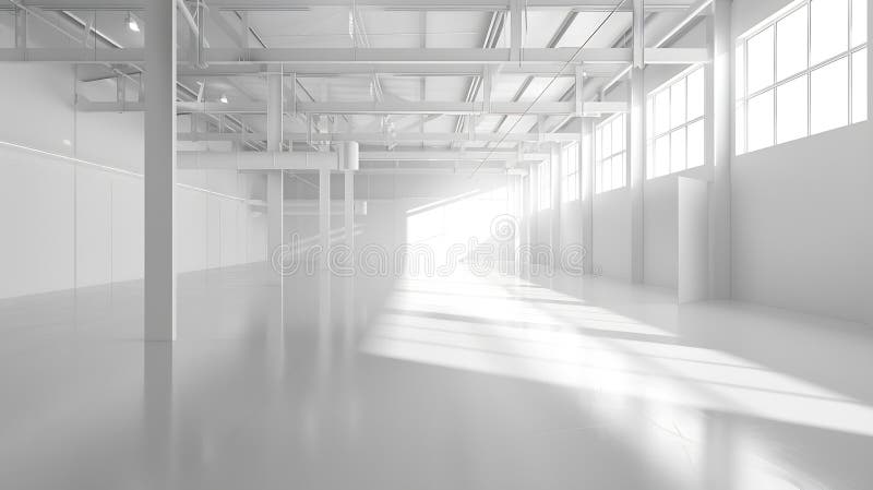Generative AI Clean White Empty Warehouse 3D Rendering Business Concept ...