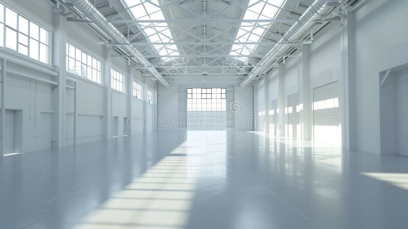 Generative AI Clean White Empty Warehouse 3D Rendering Business Concept ...