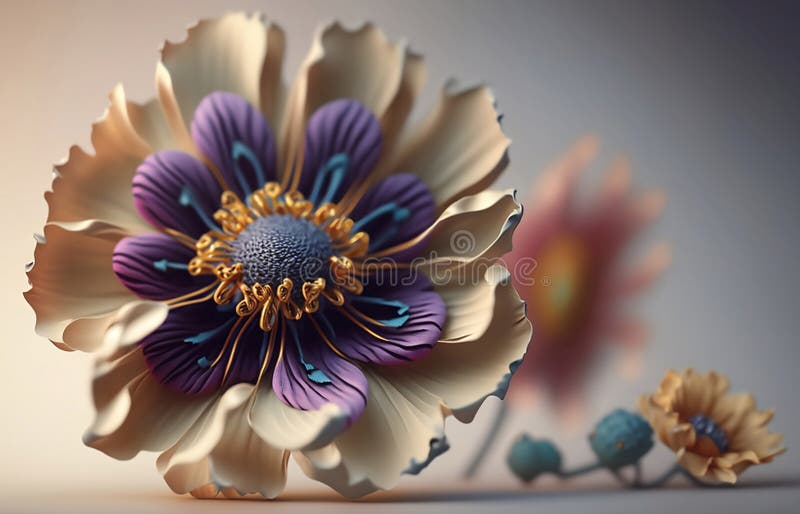 Generative AI Close Up of a Flower Stock Illustration - Illustration of ...