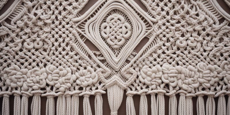 Generative AI, Close-up of Hand Made Macrame Stock Illustration ...