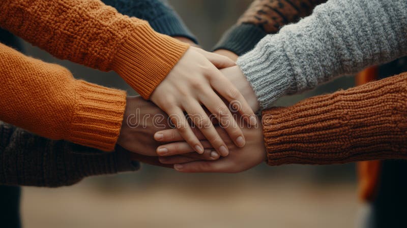 Hands Joining Together in Unity and Friendship Stock Illustration ...