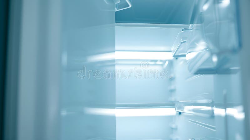 Generative AI Close Up Inside an Empty of Double White Freezer Fridge ...
