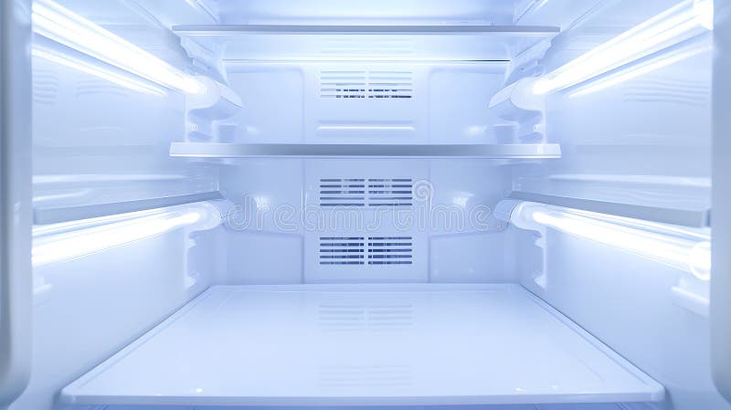 Generative AI Close Up Inside an Empty of Double White Freezer Fridge ...