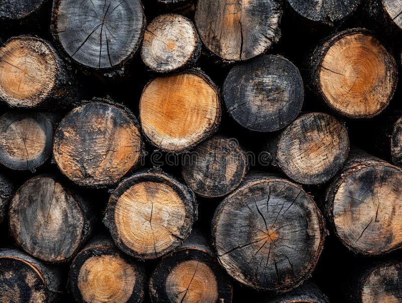 Generative AI Close Up of Rustic Chopped Firewood Stack with Natural ...