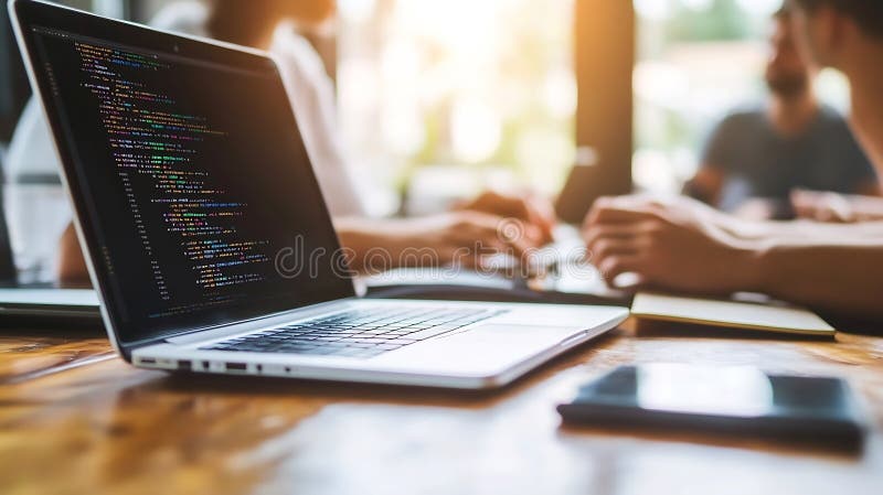 Generative AI Closeup View of a Laptop Screen Displaying Programming ...