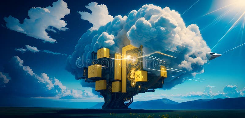 Illustration Concept of Cloud Computing Service Future Data Storage ...