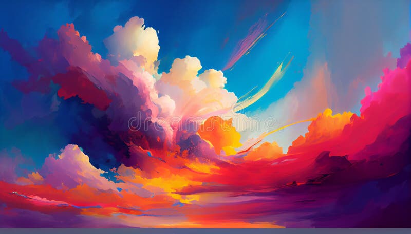 Generative AI, Cloud Nine: a Colorful Abstract Sky High Adventure Stock ...