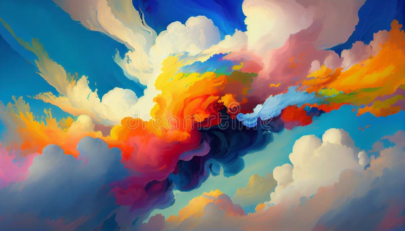 Generative AI, Cloud Nine: a Colorful Abstract Sky High Adventure Stock ...