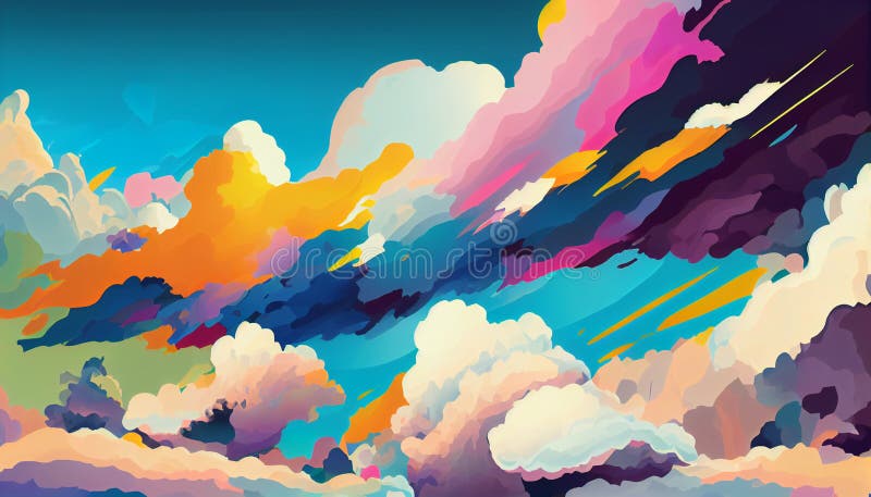 Generative AI, Cloud Nine: a Colorful Abstract Sky High Adventure Stock ...