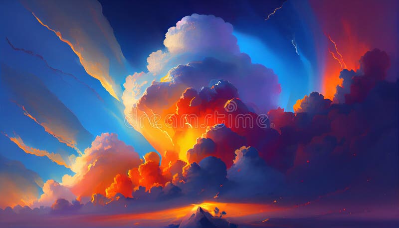 Generative AI, Cloud Nine: a Colorful Abstract Sky High Adventure Stock ...