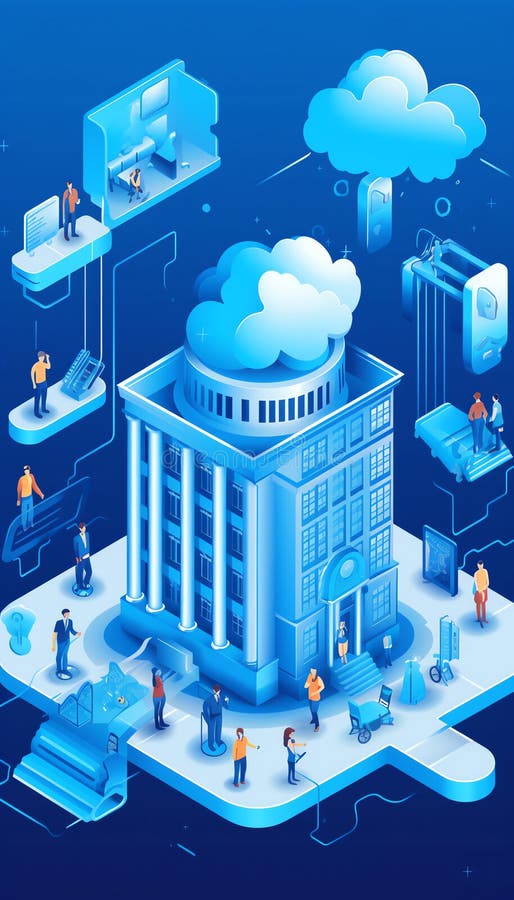Ai Generative Cloud Computing Concept In Virtual Space With Glowing