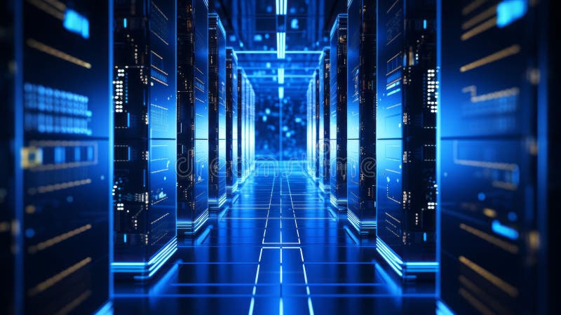 Generative Ai Collage Image Picture Photo of Data Center Interior with ...
