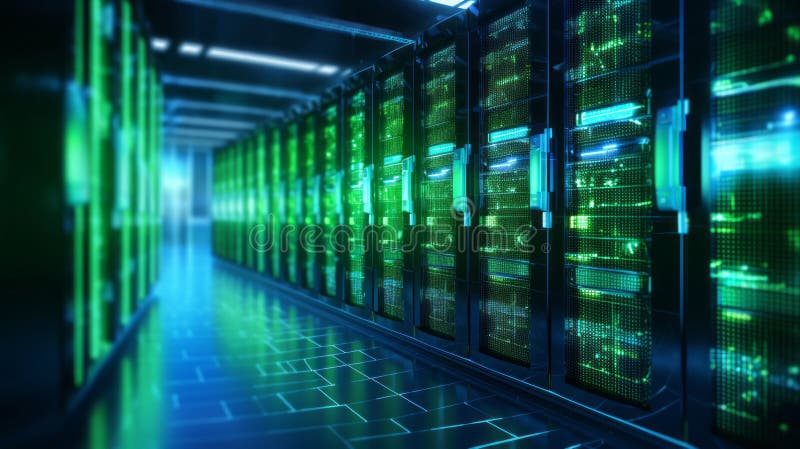 Generative Ai Collage Image Picture Photo of Data Center Interior with ...