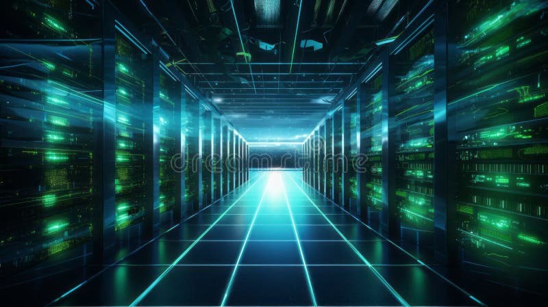 Generative Ai Collage Image Picture Photo of Data Center Interior with ...