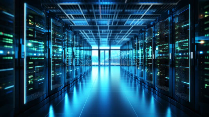 Generative Ai Collage Image Picture Photo of Data Center Interior with ...