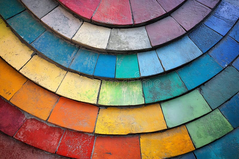 Generative AI Colorful Circular Tiles Arranged in Layered Pattern ...