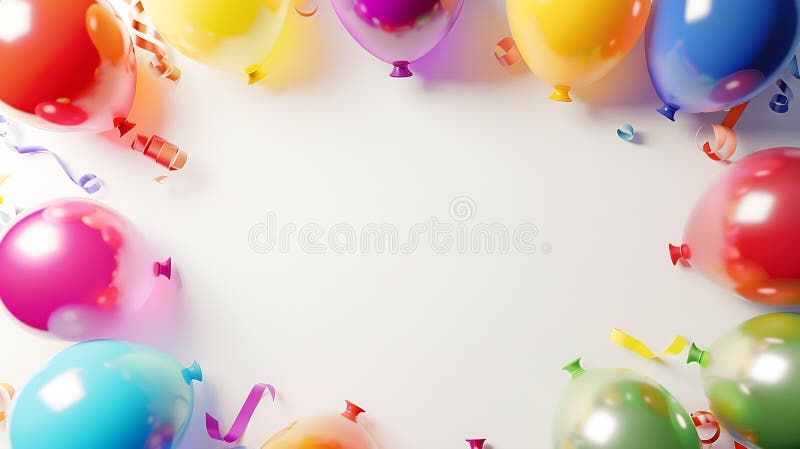 Generative AI Colorful Party Balloons Frame Border Isolated on White ...