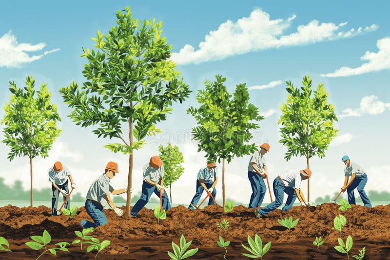Community Reforestation Tree Planting Environmental Work Stock ...