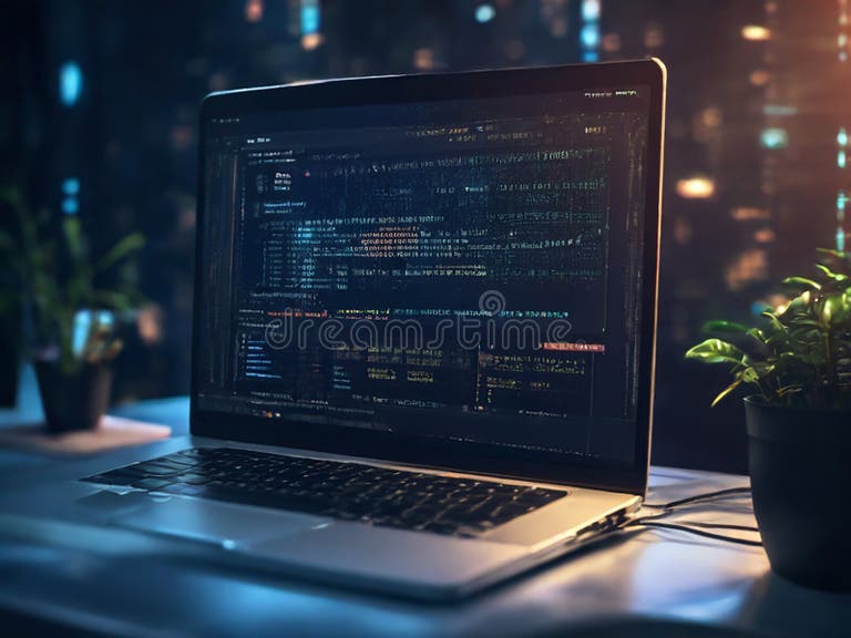 Computer Screen Displaying Application Coding Code Stock Illustration - Illustration of computer ...