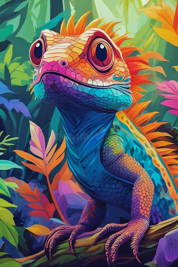 Generative AI Conceptual Illustration of a Cute Lizards Stock ...