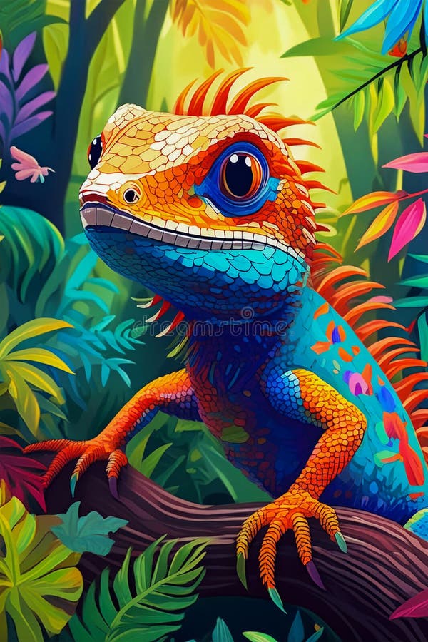 Generative AI Conceptual Illustration of a Cute Lizards Stock ...