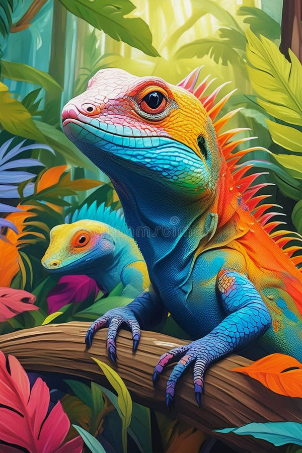 Generative AI Conceptual Illustration of a Cute Lizards Stock ...