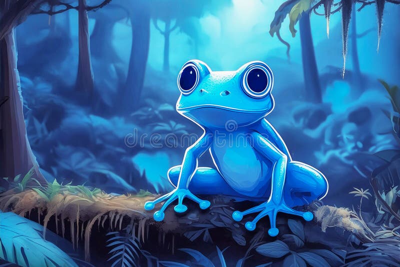 Generative AI Conceptual Illustration of Light Blue Tree Frogs Stock ...