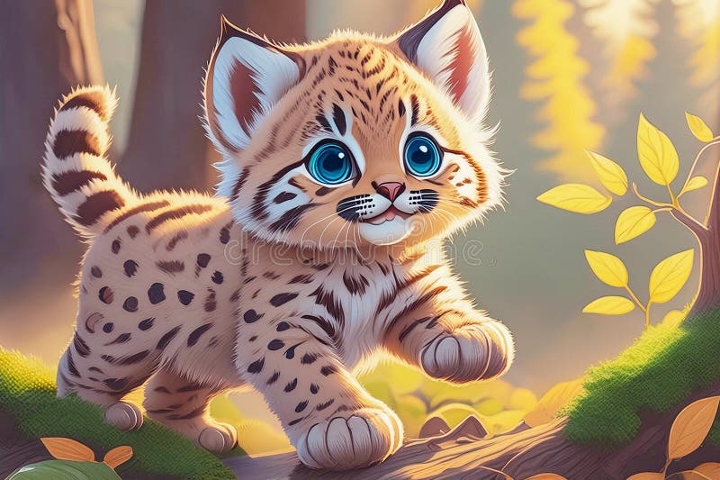Generative AI Conceptual Illustration of Lynx Wildcat Cubs Stock ...
