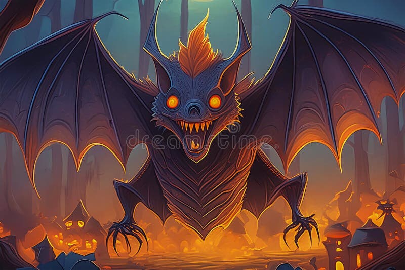 Generative AI Conceptual Illustration of a Scary Bat Stock Illustration ...