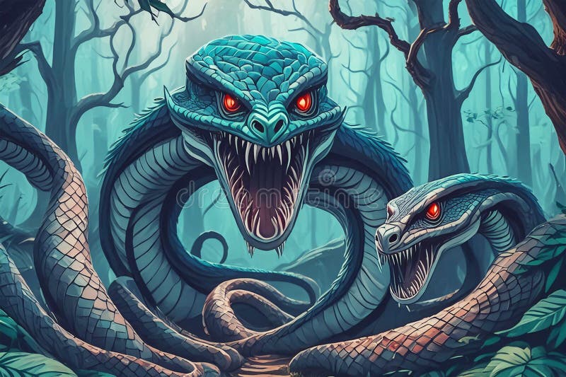Generative AI Conceptual Illustration of a Scary Snake Stock ...