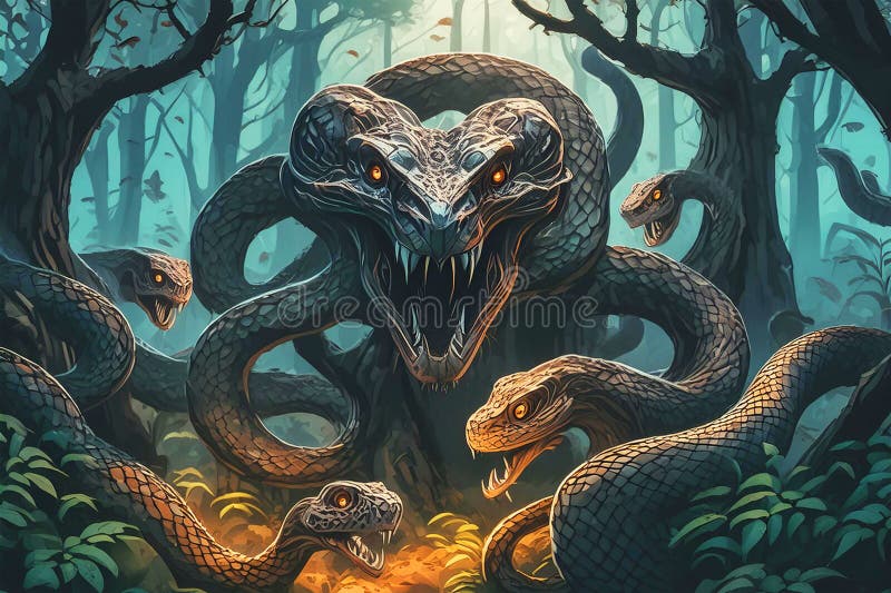 Generative AI Conceptual Illustration of a Scary Snake Stock ...