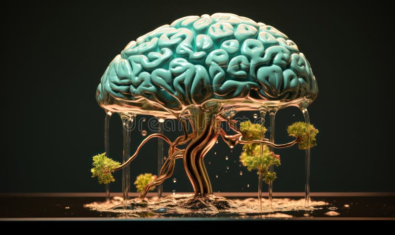 Conceptual Image of a Brain As a Growing Plant Being Watered ...