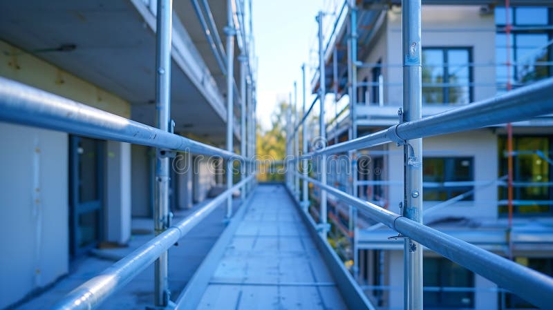 Generative AI Construction Building Site with Framework Railing Guard ...