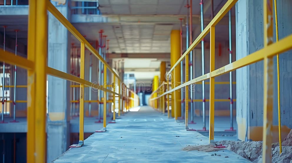 Generative AI Construction Building Site with Framework Railing Guard ...