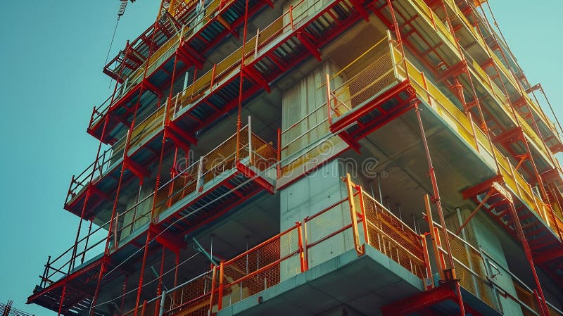 Generative AI Construction Building Site with Framework Railing Guard ...