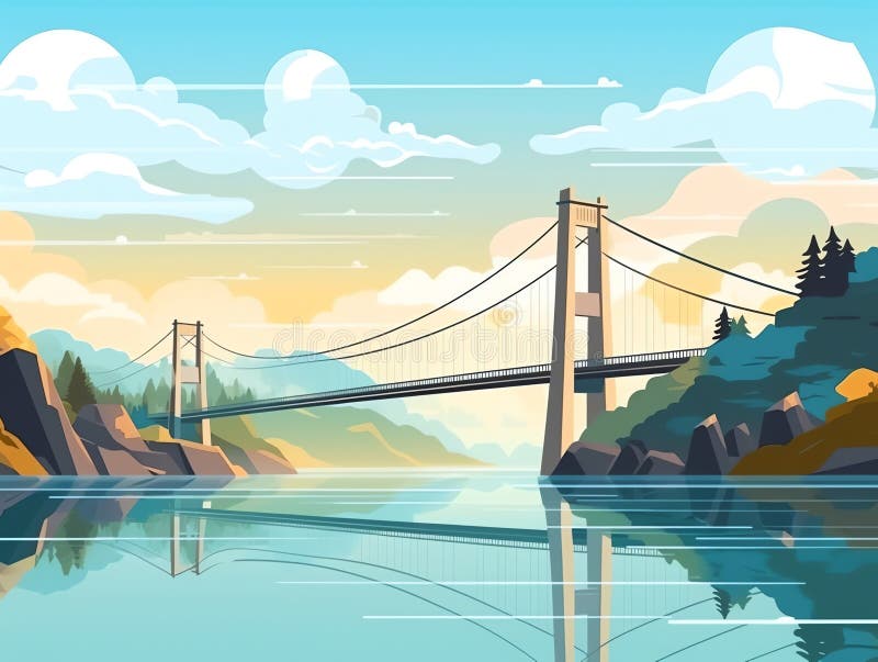 Generative AI Construction Cable-stayed Bridge- Stock Illustration ...