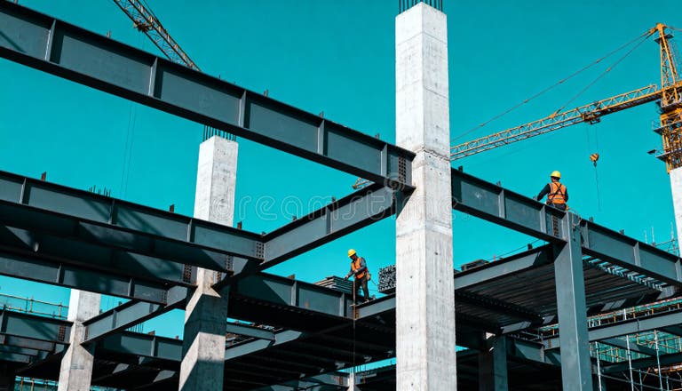 Generative AI Construction Workers on Steel Frame Building Structure ...