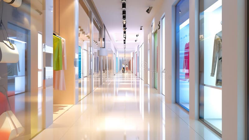 Generative AI Corridor in Modern Shop Business Concept. Stock Photo - Image of modern, display ...
