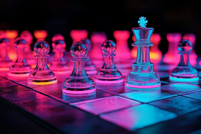 A Generative AI-created Chess Game Set in a Futuristic World with Neon ...