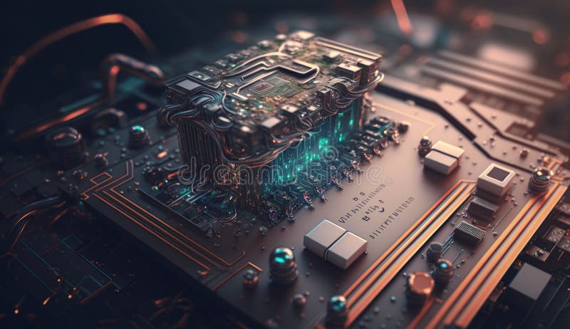 Cybernetic Technology, a Futuristic Motherboard with Electronic ...