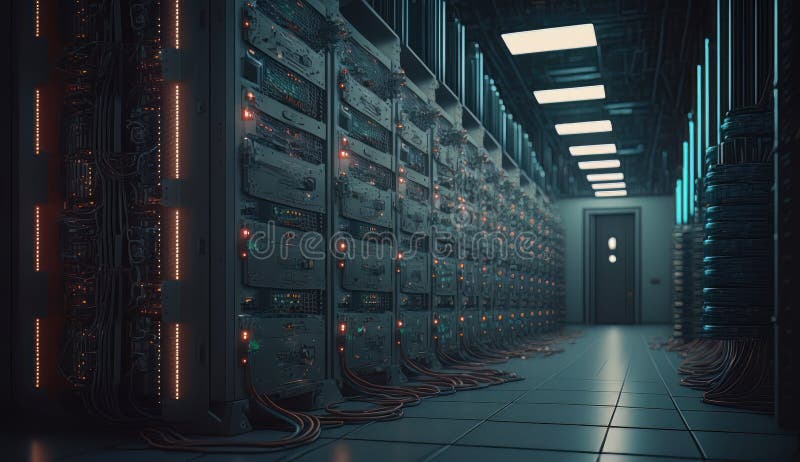 Massive Server Room, Full of Wires and Connections. Stock Illustration ...