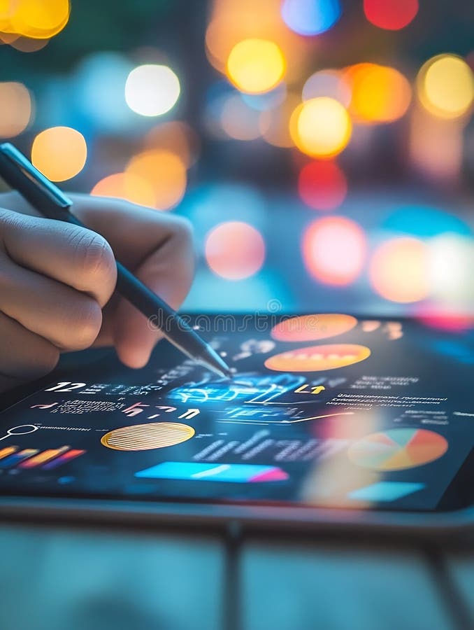 Generative AI Creative Digital Drawing Process on Tablet with Colorful ...