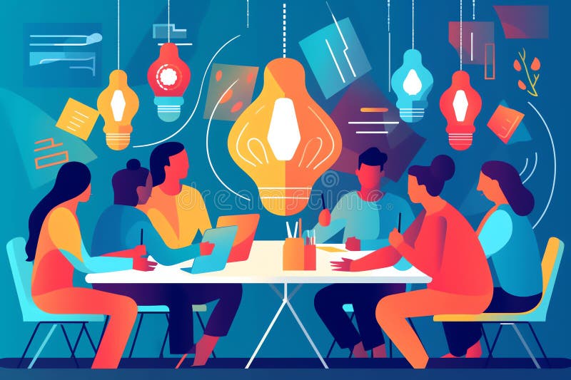 Generative AI Creative Idea Brainstorming Concept- Stock Illustration ...