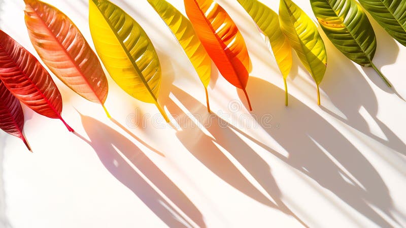 Generative AI Creative Layout of Colorful Riskus Leaves on a White ...