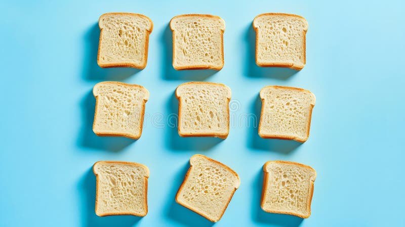 Generative AI Creative Layout Made of Bread on the Blue Background Flat ...