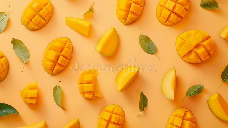 Generative AI Creative Layout Made of Mango Flat Lay Food Concept Macro ...