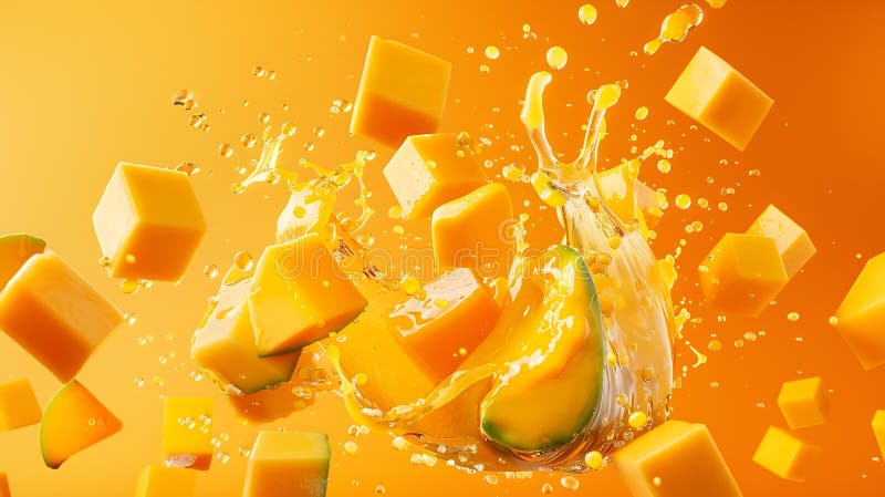Generative AI Creative Layout Made from Mango Fruit with Mango Cubes ...