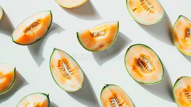 Generative AI Melon Half on Orange Background Creative Layout Made of ...