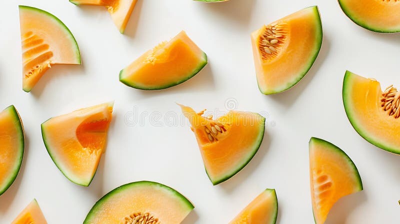 Generative AI Melon Half on Orange Background Creative Layout Made of ...